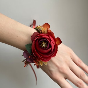 Bridal Burgundy Flower Bracelet Terracotta Wedding Accessory Rust ...