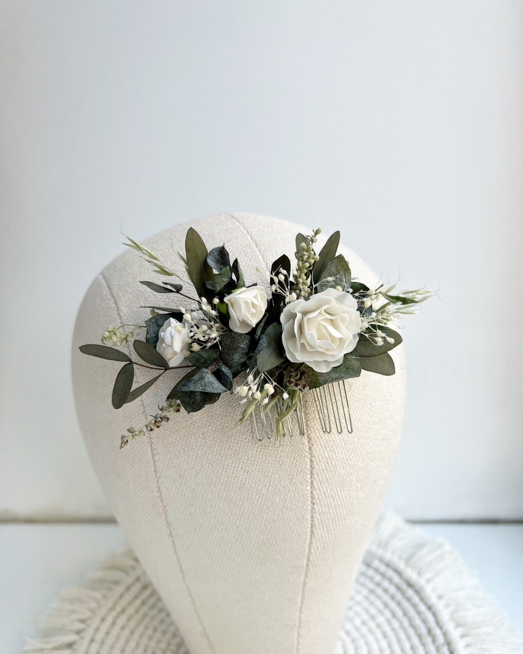 Eucalyptus Hair Comb Dried Hair Comb Bridal Flower Comb off White ...