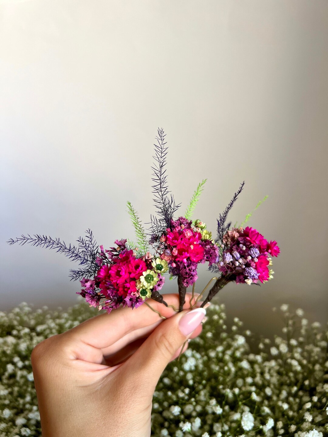 Colorful Hair Pins Pink Purple Hair Clips Fuchsia Violet Wedding Hair ...