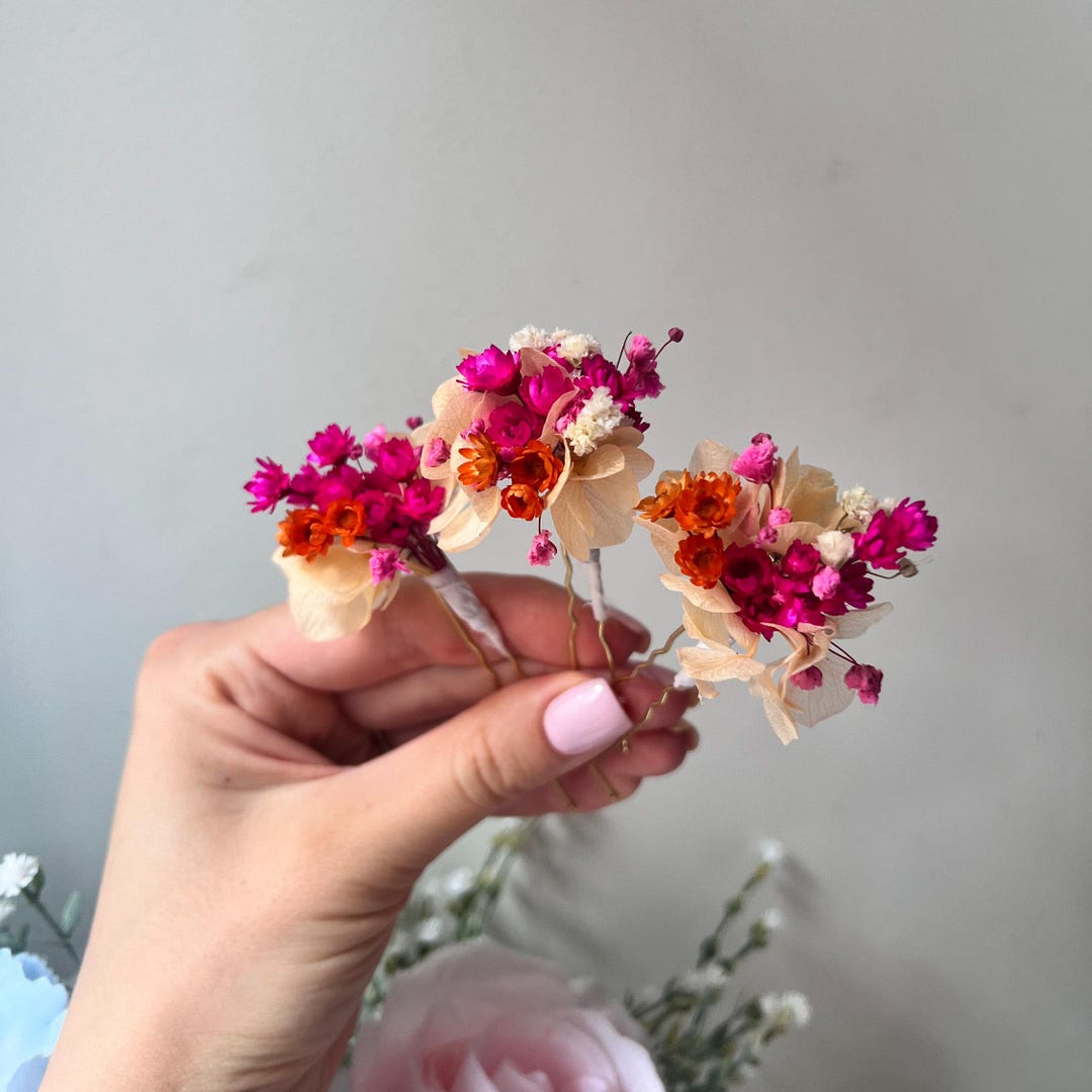 Colorful Hair Pins Pink Purple Hair Clips Fuchsia Violet Wedding Hair ...