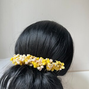 Yellow Hair Piece Dried Flower Hair Accessory Yellow Floral Headpiece ...