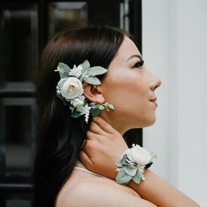 Flowers Ear Cuff Earrings Dried Flower Hair Pins Flower Ear Climber White Bridal Earrings ...