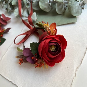 Bridal Burgundy Flower Bracelet Terracotta Wedding Accessory Rust ...