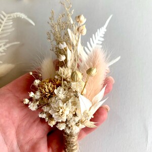 Rustic Boutonniere Bohemian Dried Flower Bouquet White Buttonhole ...