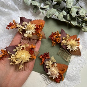 Dried Flower Hair Comb Terracotta Hair Accessory Brunt Hair Piece ...