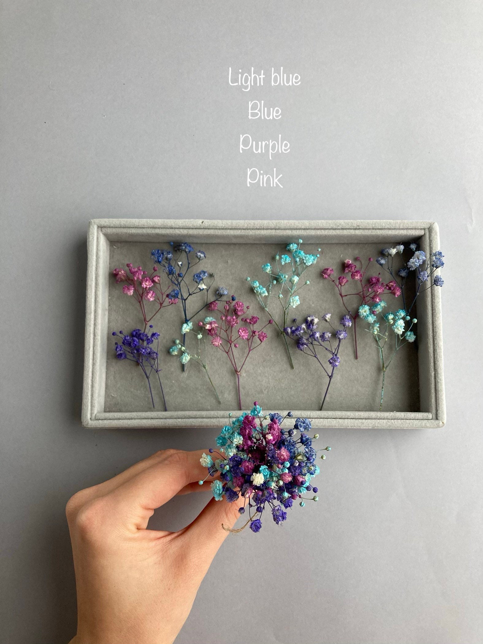 Blue dried gypsophilia flowers Natural Babys breath bouquet | Etsy