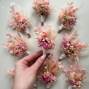Pink Boutonniere Light Pink Boho Wedding Accessories Pink Real Dry ...