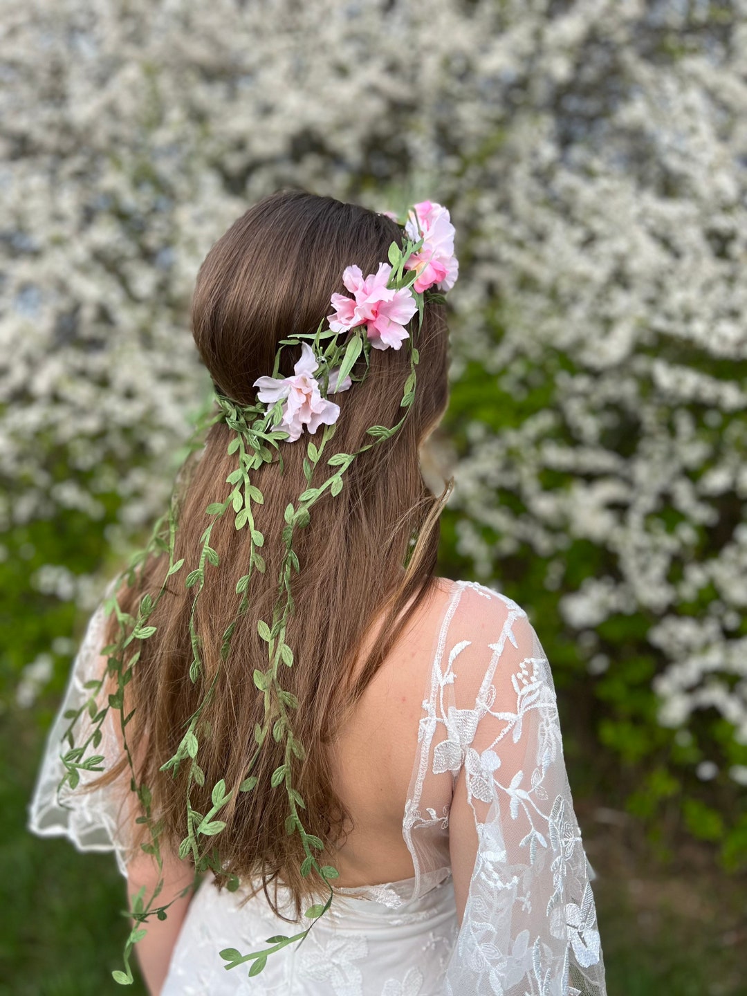 Cascade Flower Crown Sakura Flower Crown First Communion Flower Hair ...