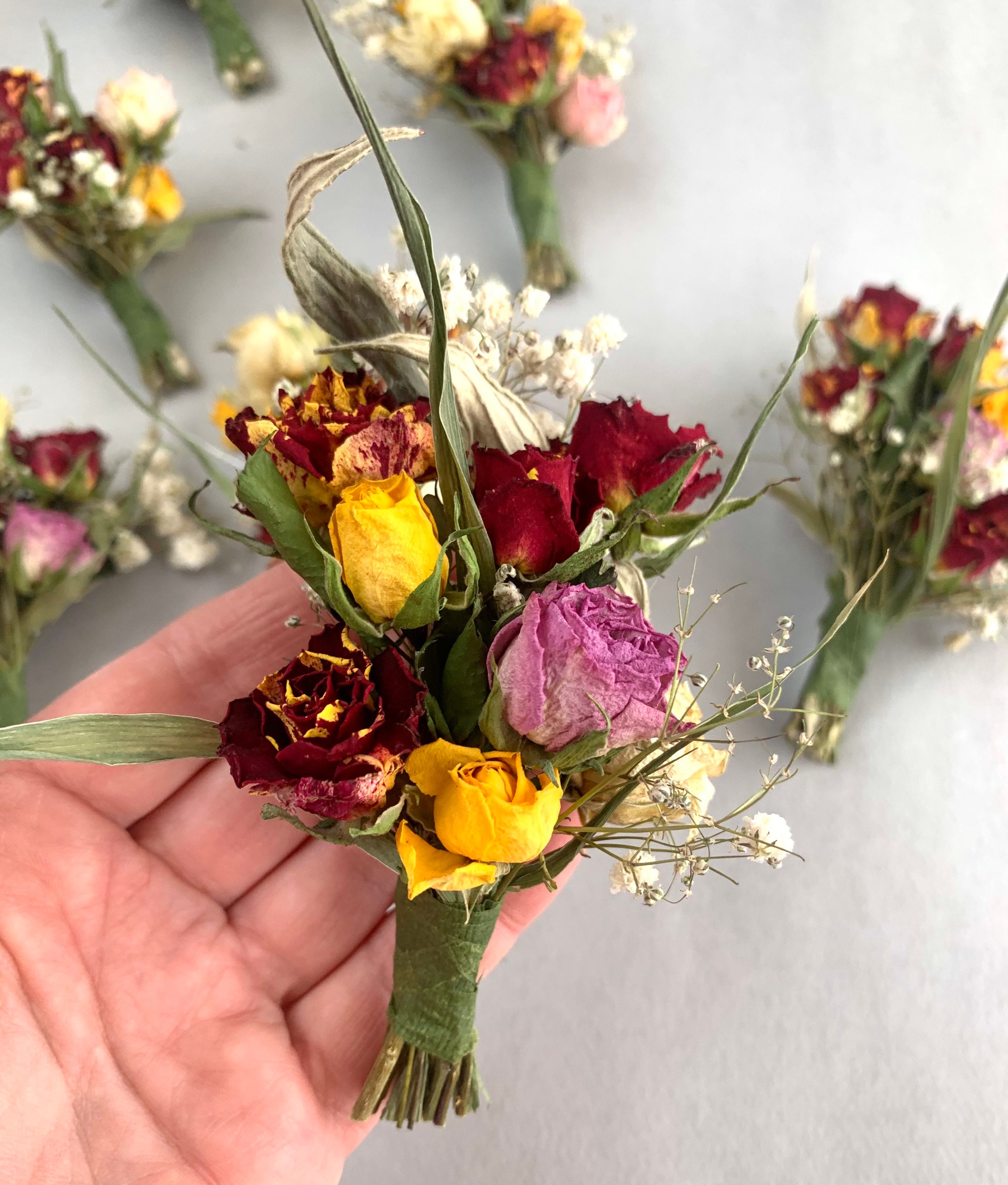 Dried roses bouquet Colorful flower small bouquet Natural | Etsy