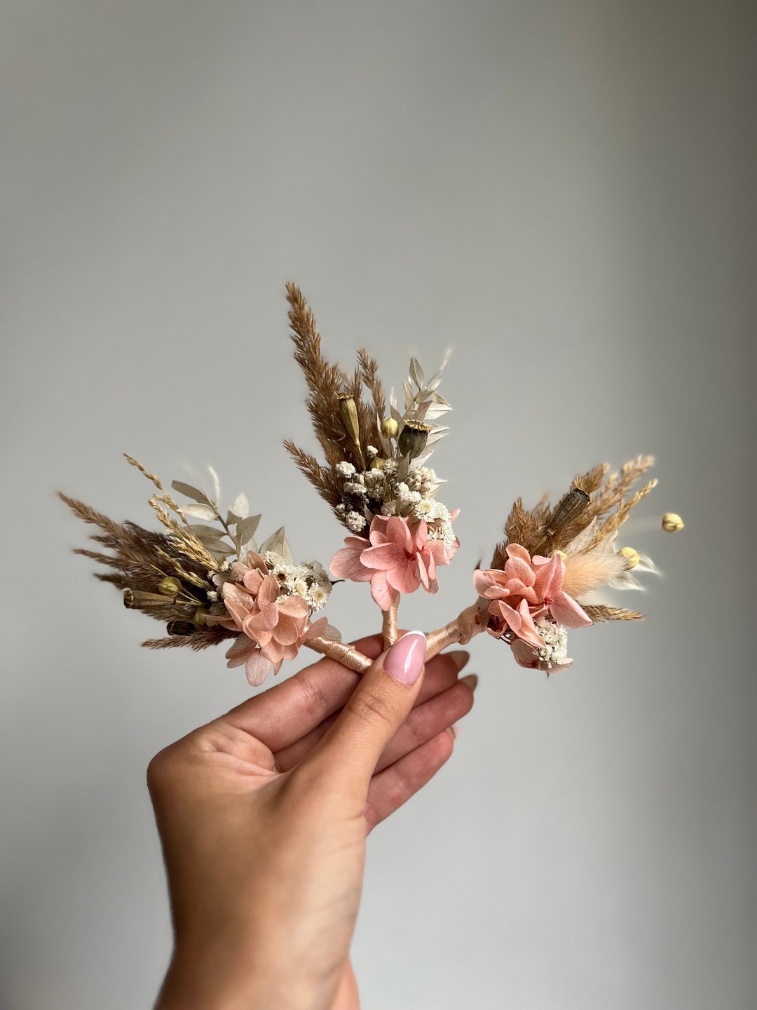 Blush Pink Wedding Boutonniere Dried Flower Boutonniere Peach ...