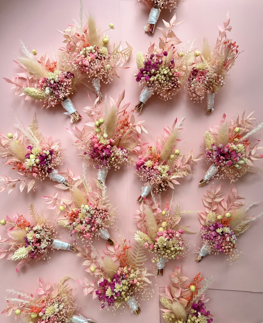 Pink Boutonniere Light Pink Boho Wedding Accessories Pink Real Dry ...