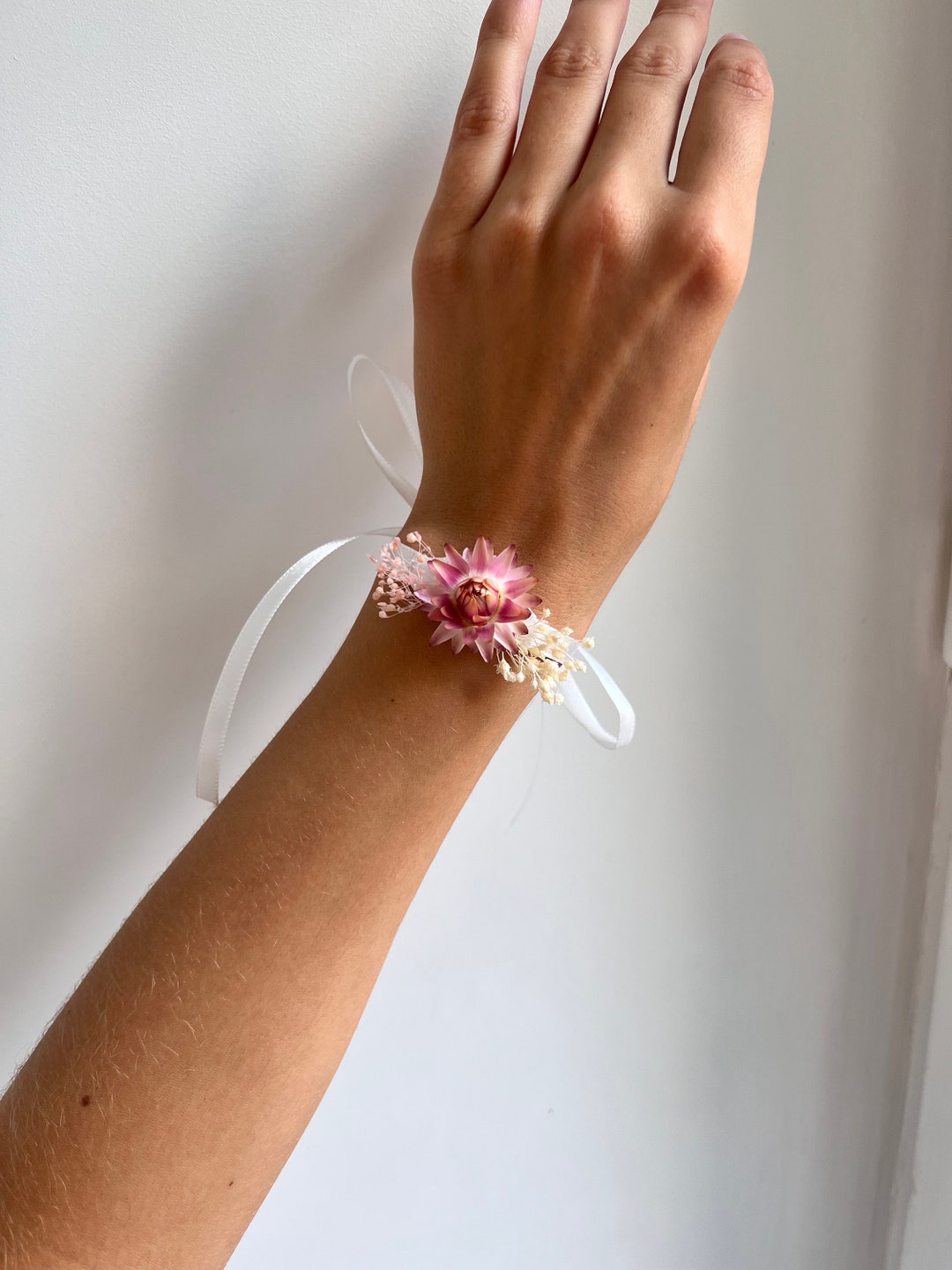 Rustic Flower Bracelet Blush and Ivory Flower Jewellery Bridal Wrist ...