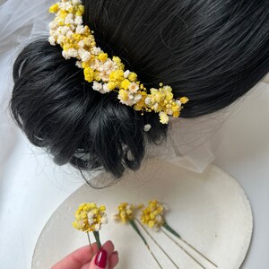 Yellow Hair Piece Dried Flower Hair Accessory Yellow Floral Headpiece ...