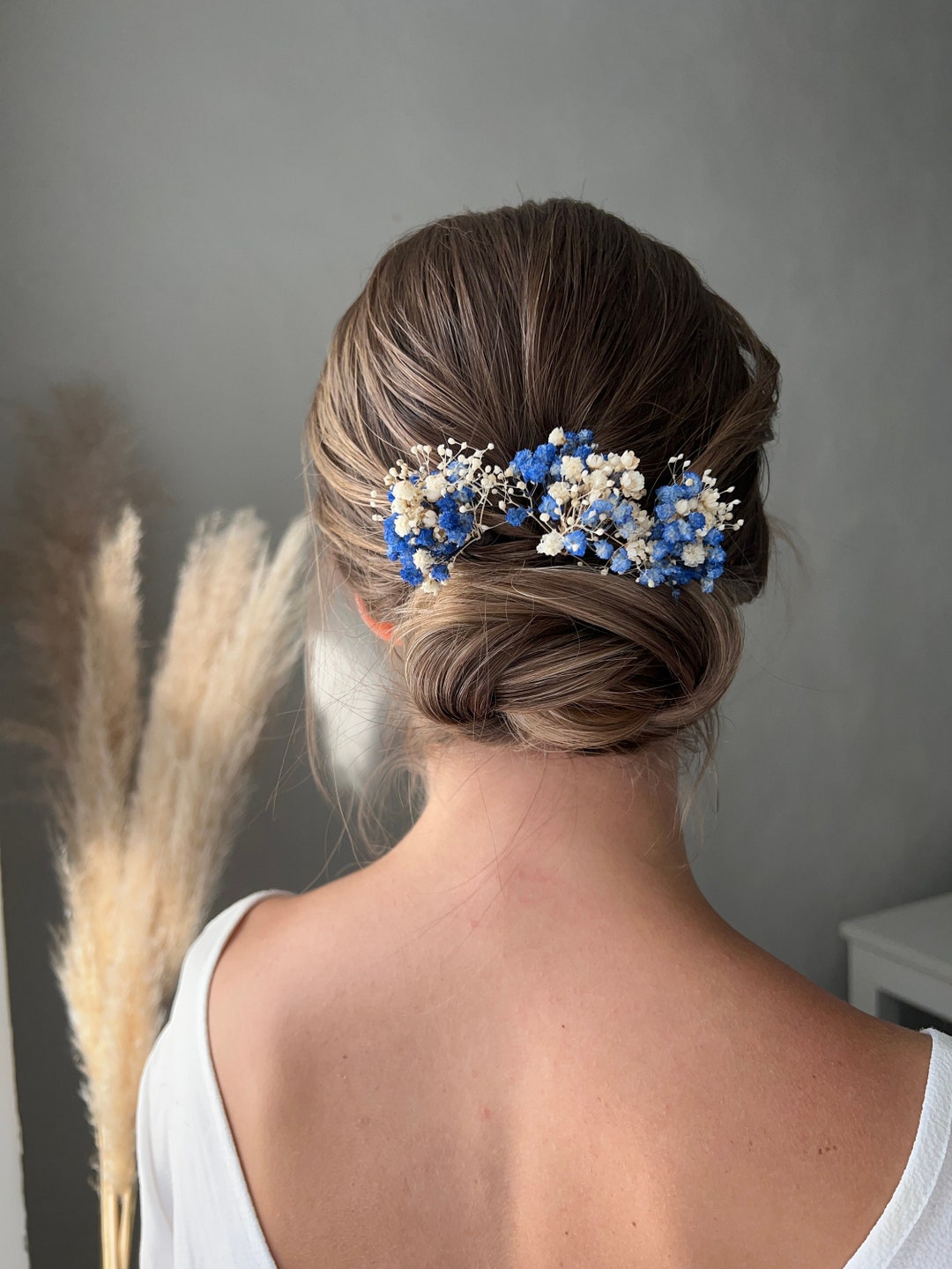 Blue Dried Flower Hair Pins Something Blue Wedding Hair Piece Something ...