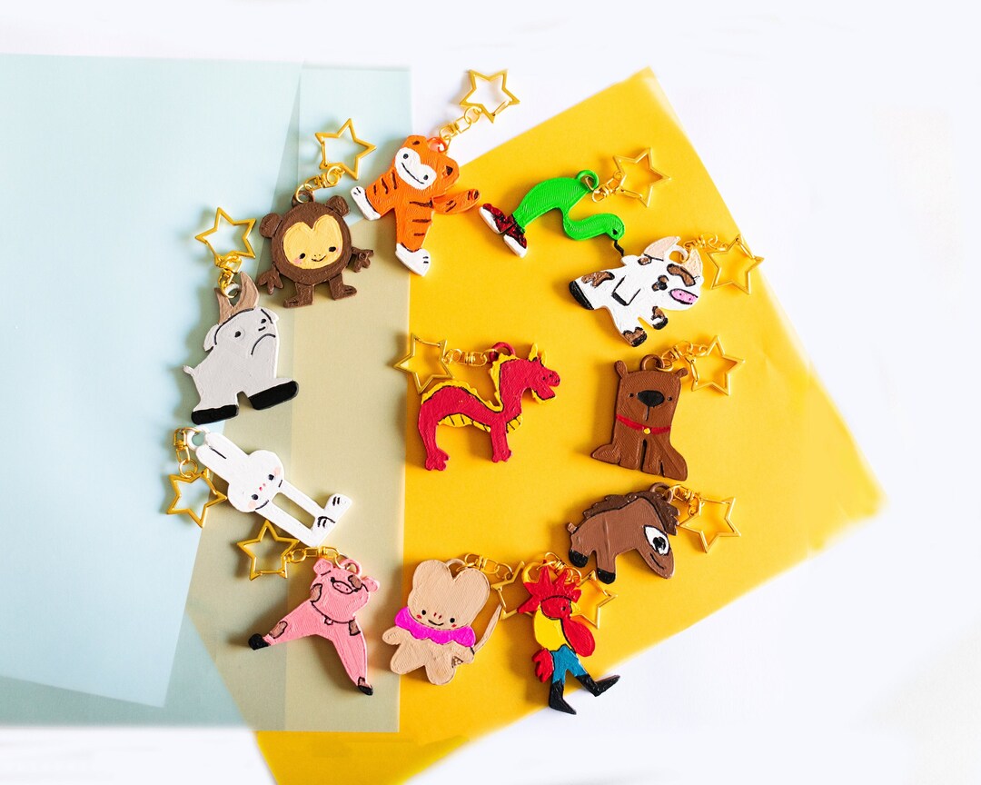 Cute Asian Zodiac Keychain | Lunar New Year Chinese Zodiac Hand-painted ...
