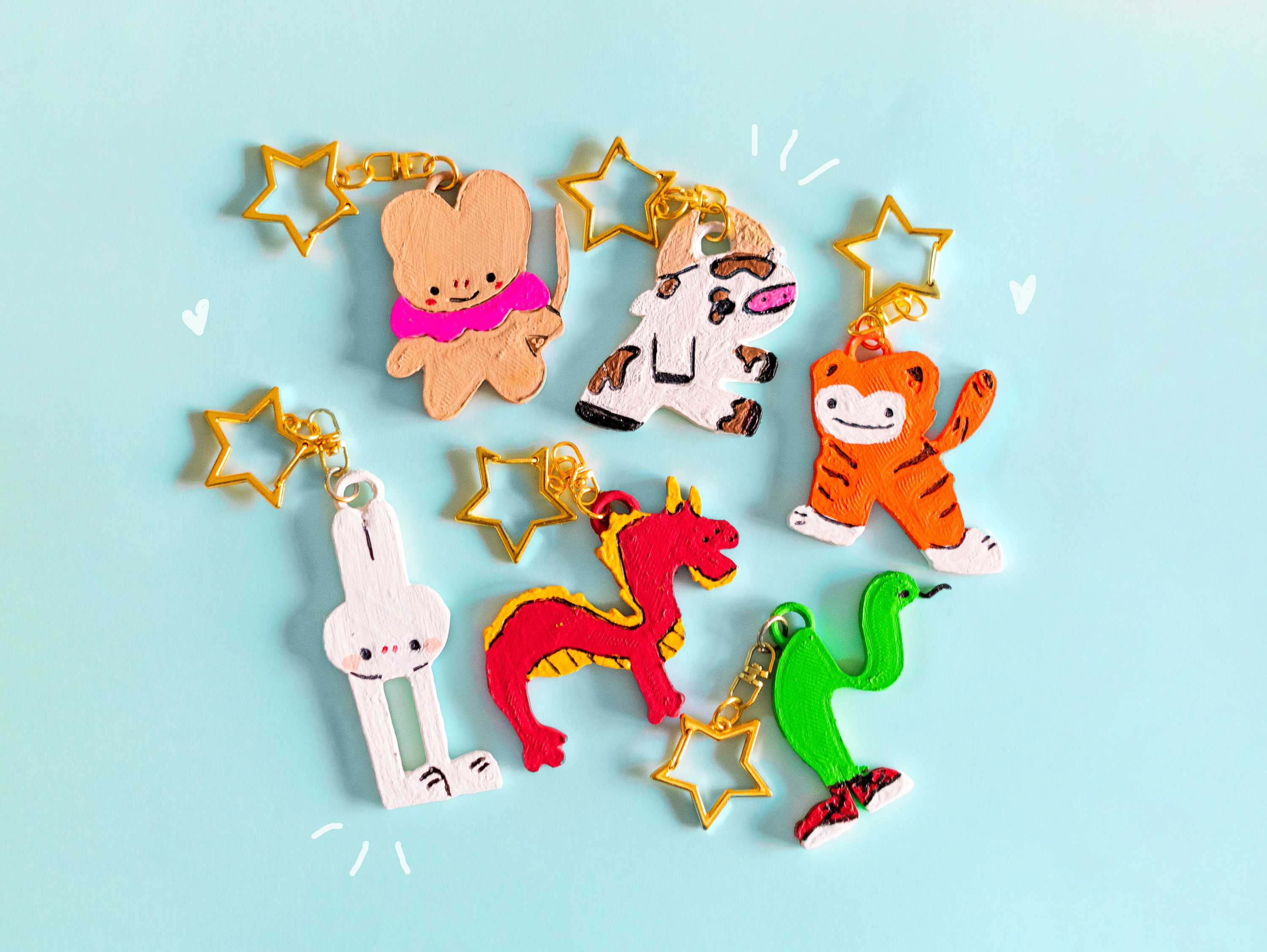 Cute Asian Zodiac Keychain | Lunar New Year Chinese Zodiac Hand-painted ...