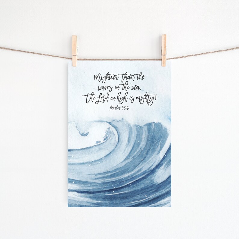 Bible Verse Print Mightier Than the Waves Ocean Bible Verse - Etsy
