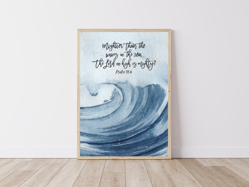 Bible Verse Print Mightier Than the Waves Ocean Bible Verse - Etsy