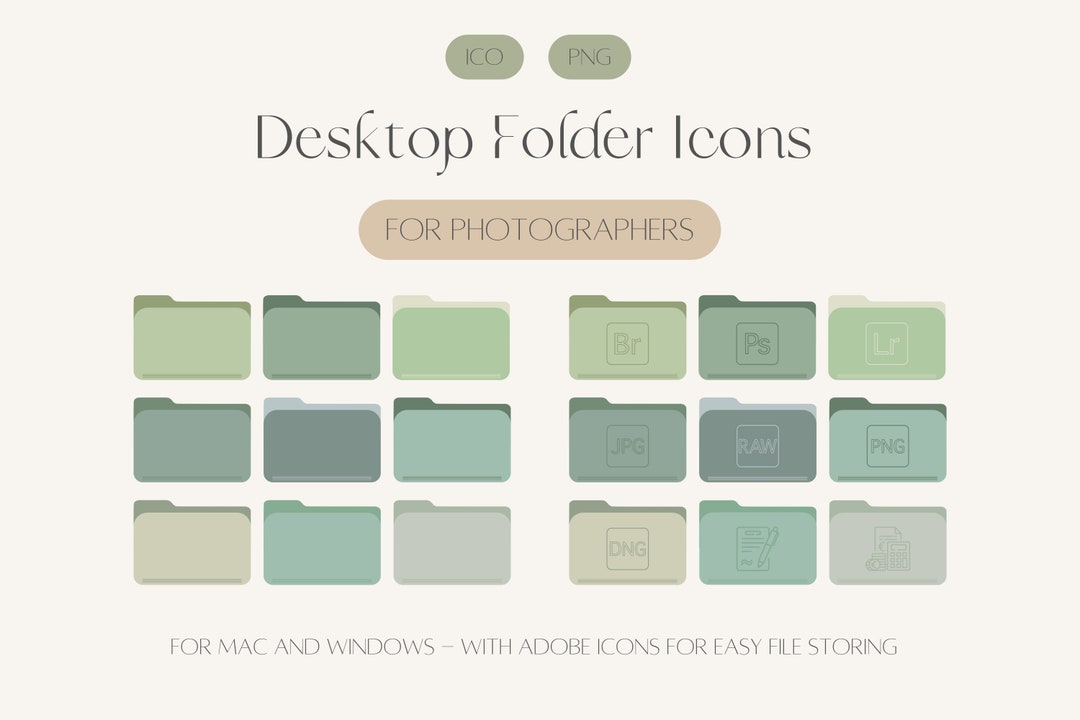 Green Desktop Folder Icons for Photographers, Organisation for ...