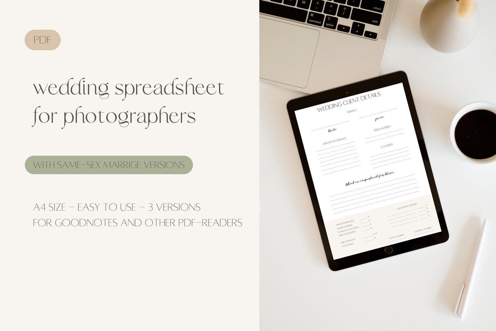 Wedding Photography Client Spreadsheet, Photography Session Planner ...