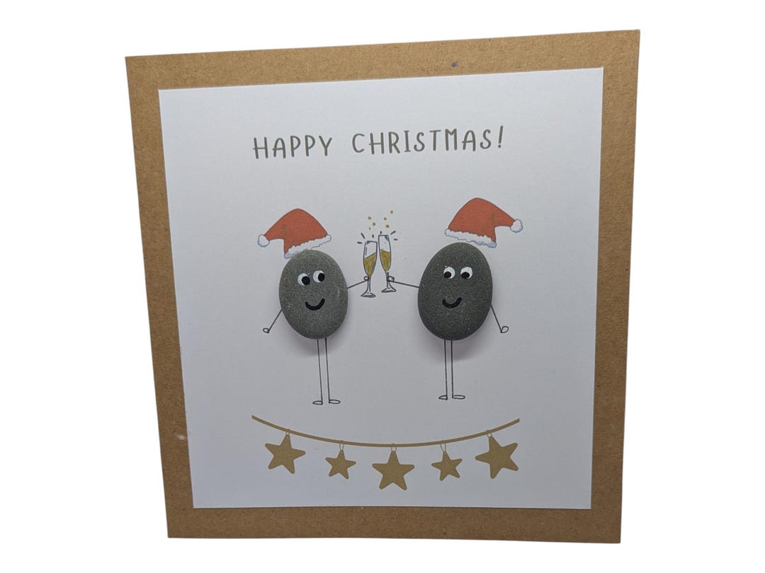 Personalised Cute Pebble Couple in Santa Hats Christmas Card - Etsy