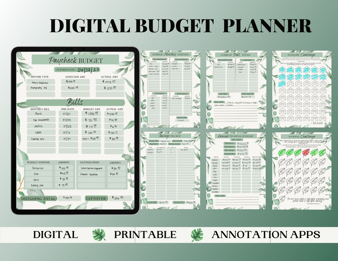 Digital Budget Planner, Paycheck Budget, Financial Planner, Printable ...