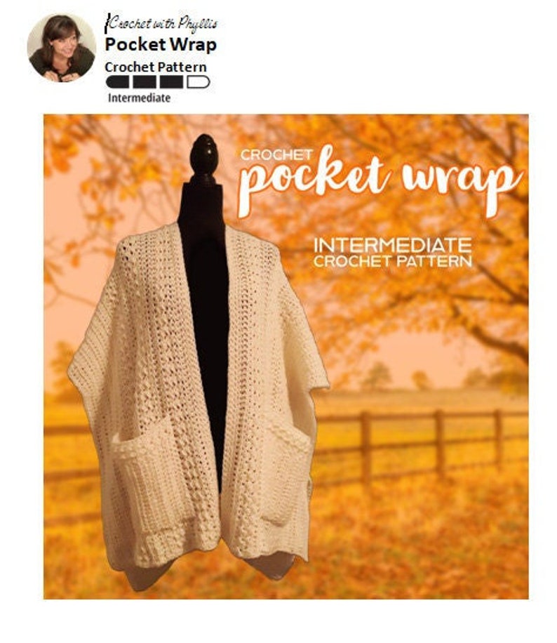 PRINTED Original Crochet Pattern, Crochet Pocket Wrap Pattern, Pocket ...