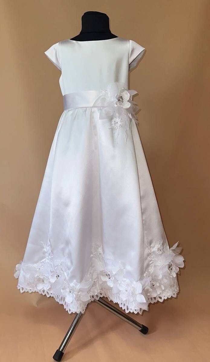 First Communion Dress Satin 1st Communion Dressflower Girl - Etsy