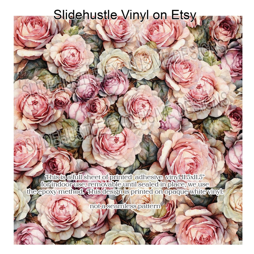 Roses, Romantic, Printed Vinyl Roses, Tumbler Vinyl With Roses, Indoor ...