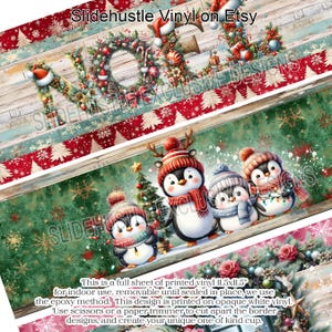 Printed Adhesive Vinyl Border Sheet, Penguins, Noel, Winter Window ...
