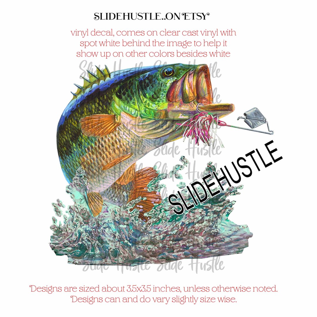 Largemouth Bass Vinyl Tumbler Decal. Tumbler Adhesive Decal, Spot White ...