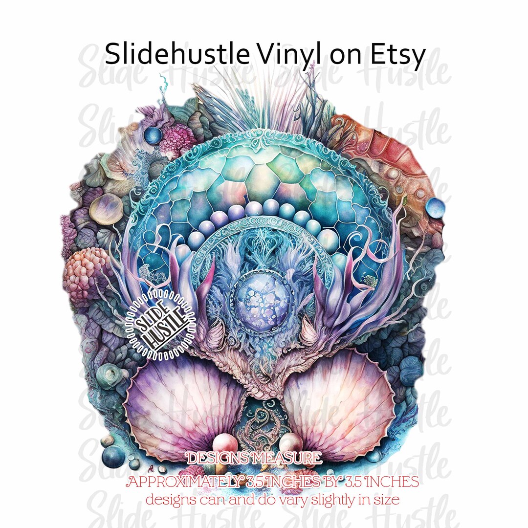 Watercolor Fantasy Seashells, Seashells Vinyl Tumbler Decal, Mermaid ...