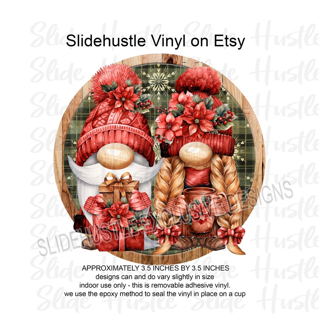 Adhesive Vinyl Decal, Printed Vinyl Decal, Tumbler Vinyl, Gnome, Gnomes ...
