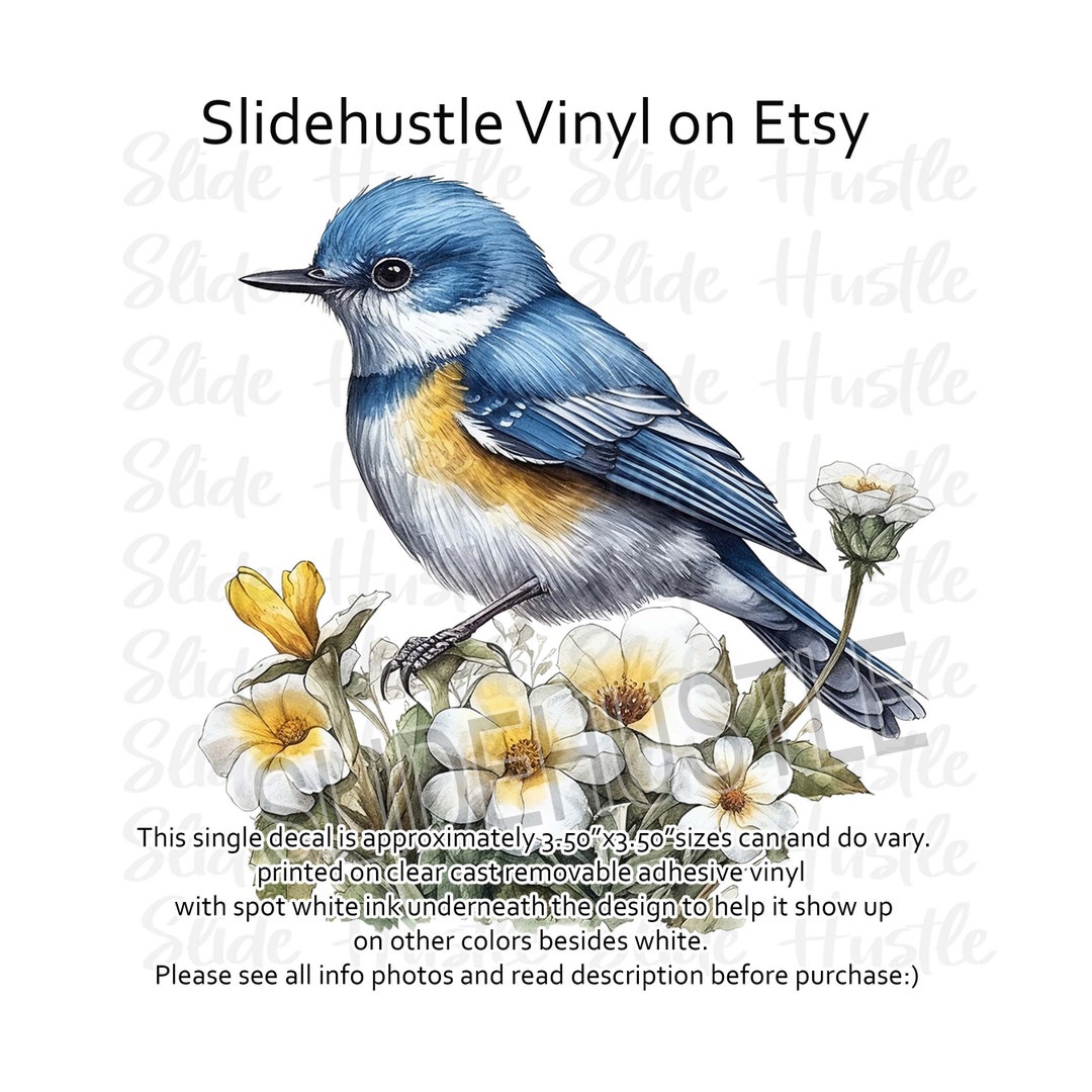 Bluebird Vinyl Decal, Bluebird Tumbler Decal, Wildlife Decal Spot White ...