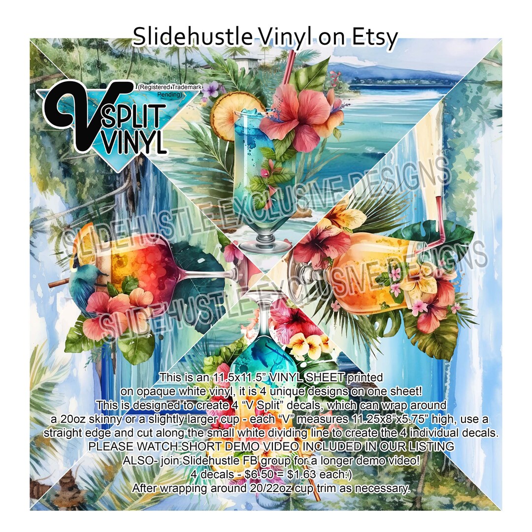 Slidehustle Vsplit Vinyl, VSPLIT Printed Adhesive Vinyl, Tropical Vinyl ...