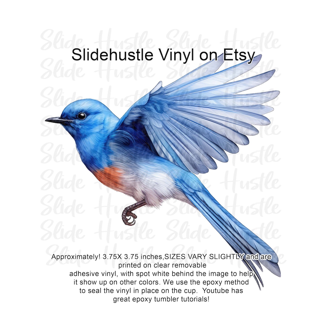 Bluebird Printed Vinyl Decal, Blue Bird, Spot White Ink, Clear Cast ...