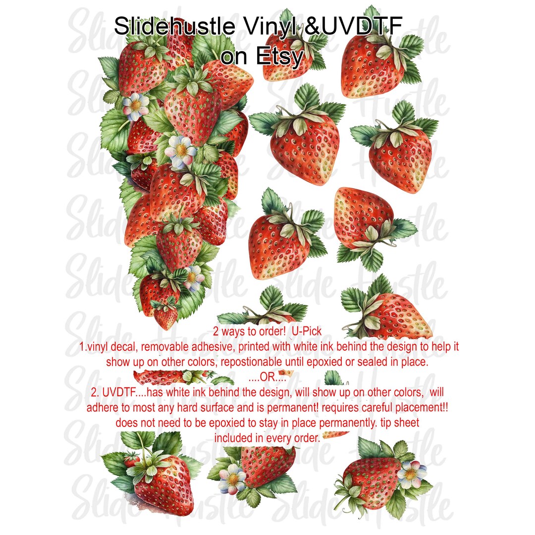 Strawberry Element Sheet, Clear Spot White Vinyl or UV DTF, VF714 ...