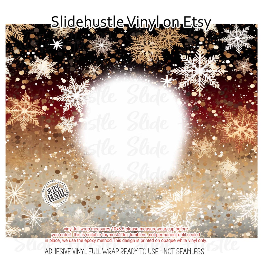 Snowflakes Vinyl Tumbler Wrap, Holiday Printed Vinyl Tumbler Wrap ...