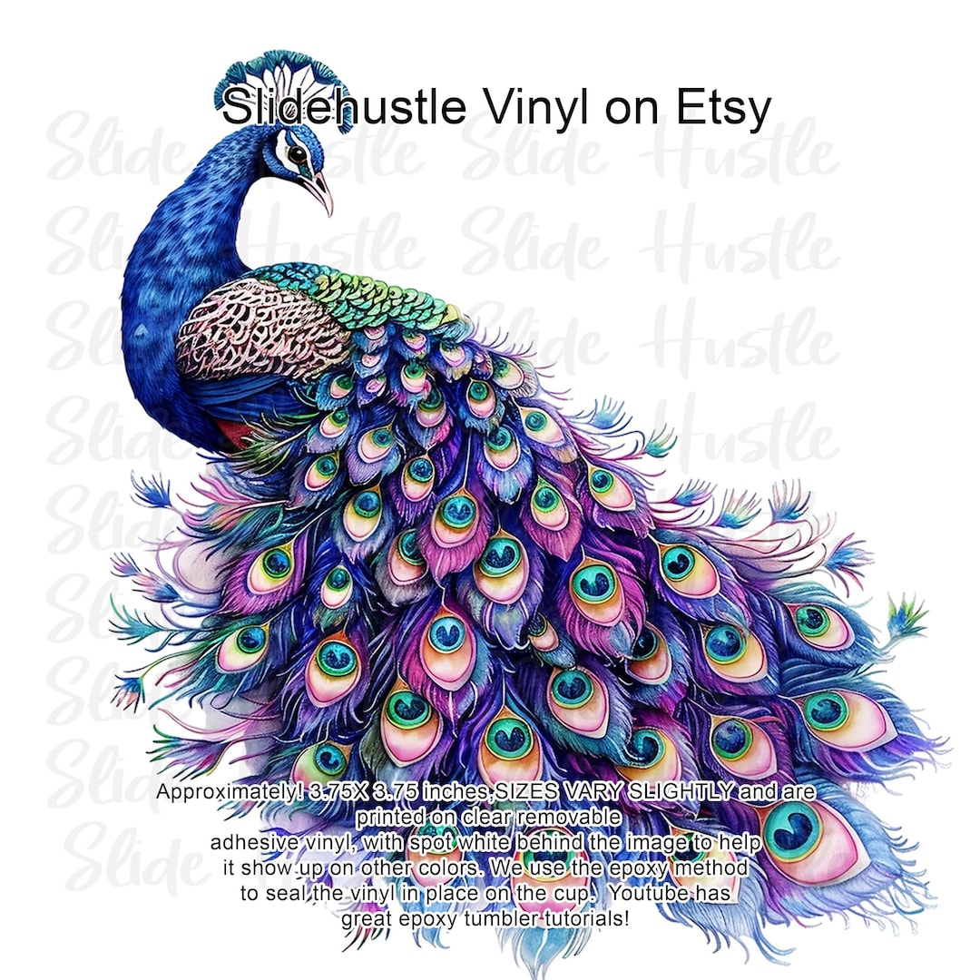 Peacock Printed Vinyl Decal Spot White Ink, Peacock Clear Cast Decal ...