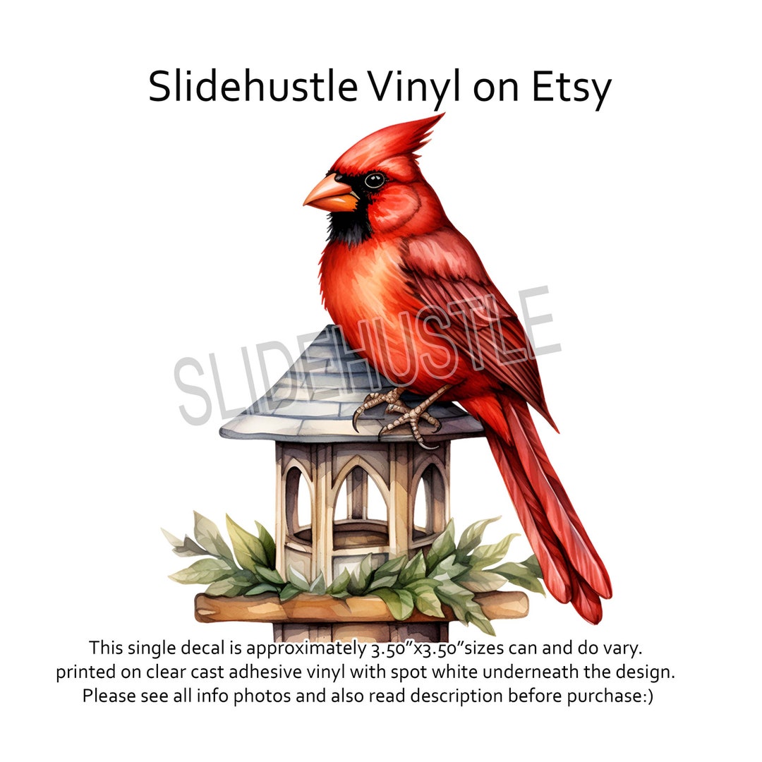 Cardinal, Red Bird, Vinyl Decal, Clear Cast Spot White, CCD, Ready to ...