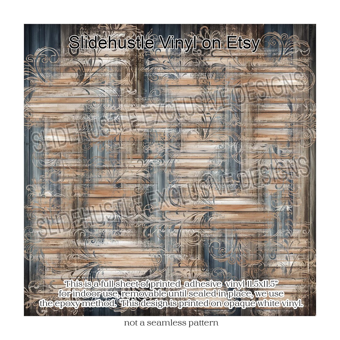 Slide Hustle Printed Vinyl Sheet, Denim Barnboard Vinyl, Adhesive ...