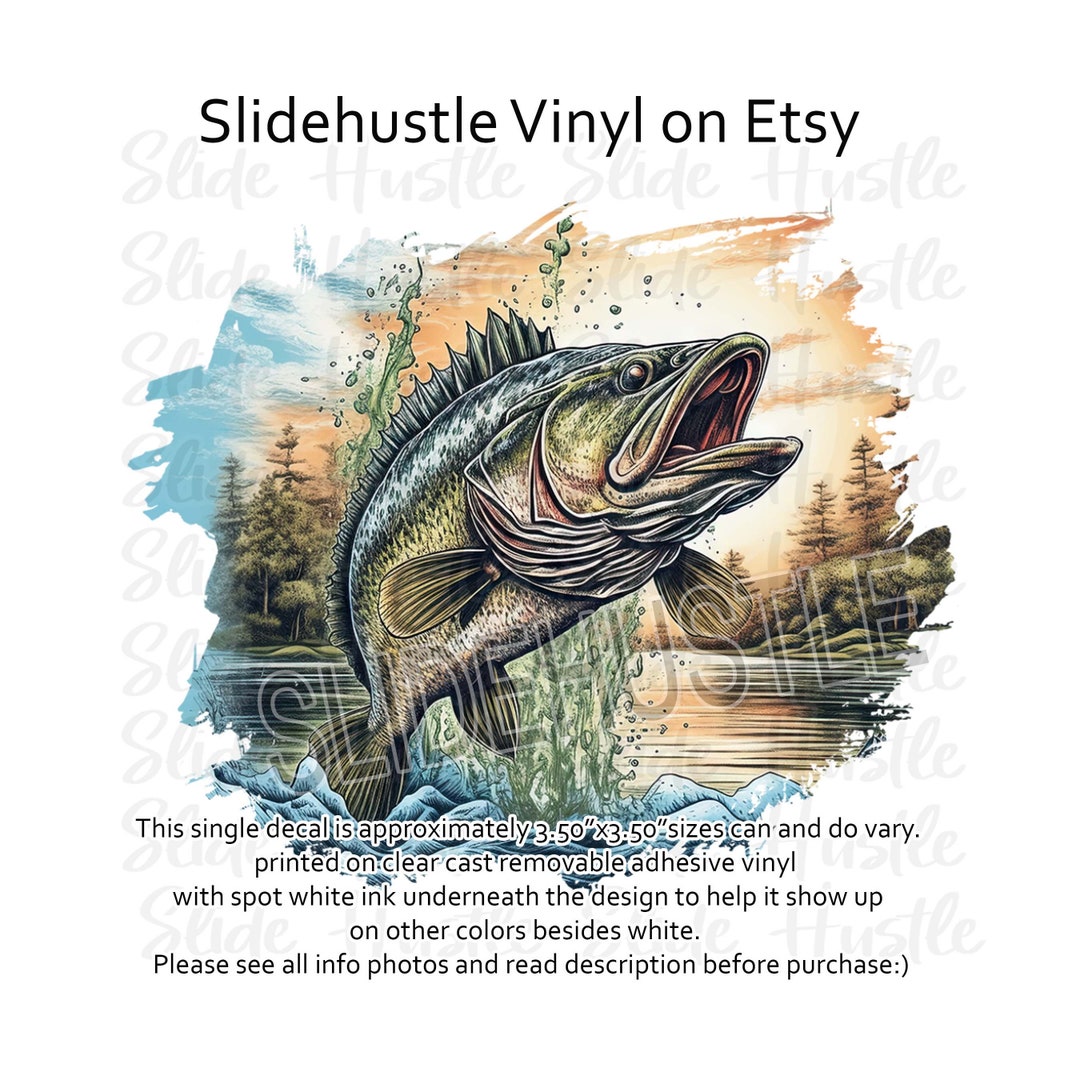 Largemouth Bass Decal, Fishing Decal, Clear Cast Removable Vinyl, 3.5x3 ...