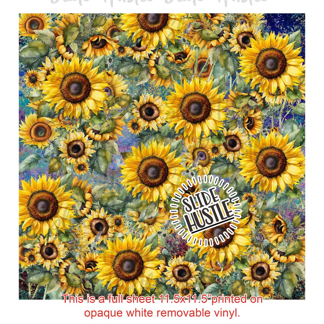 Sunflower Vinyl, Full Sheet, Sunflowers Cast Adhesive Vinyl, Printed on ...