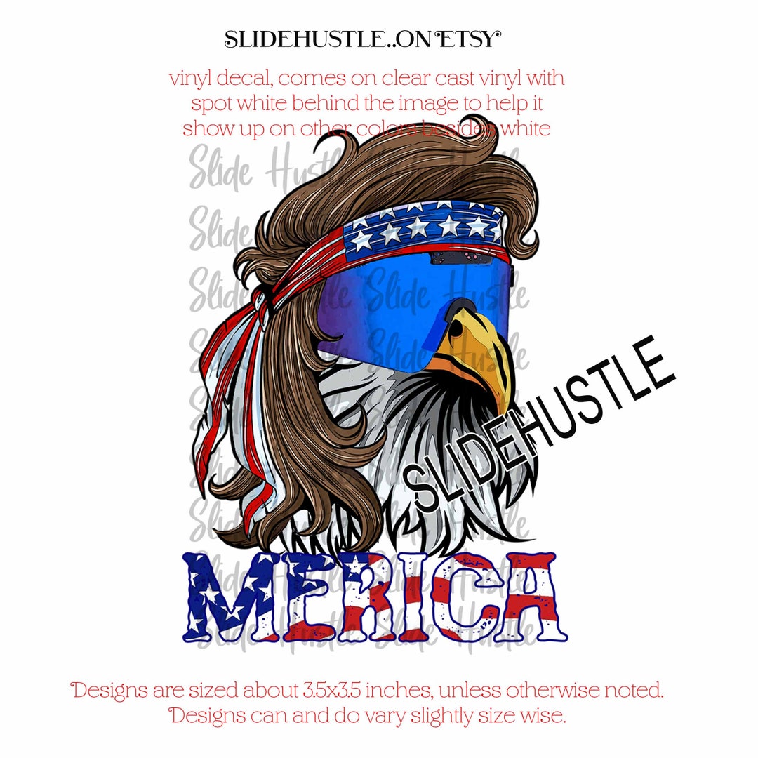 Merica Vinyl Decal, Eagle Mullet Vinyl Decal, Patriotic Mullet Decal ...