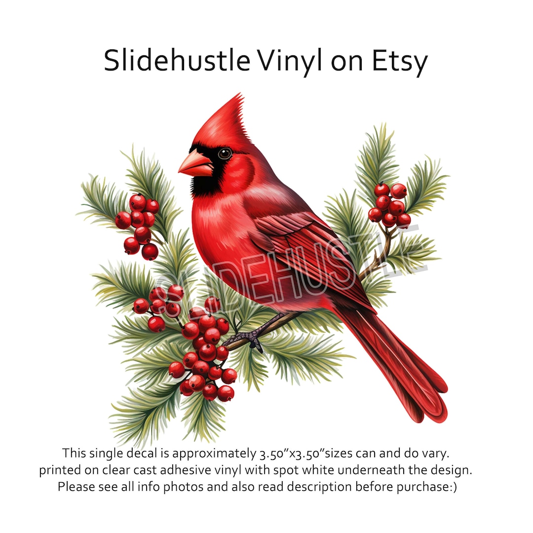 Cardinal, Red Bird, Vinyl Decal, Clear Cast Spot White, CCD, Ready to ...