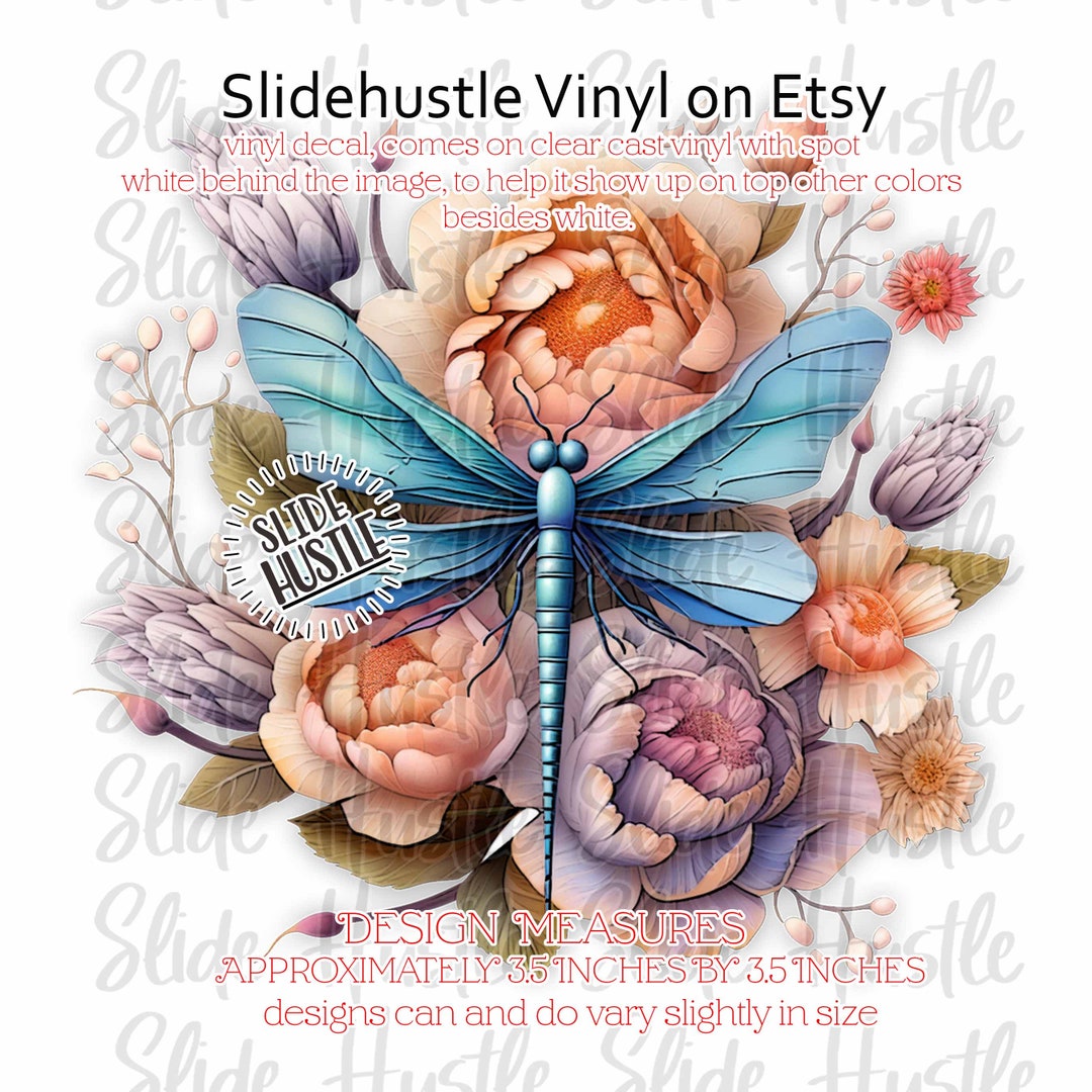 Dragonfly, Vintage Dragonfly, Watercolor, Vinyl Decal, Clear Cast Spot ...