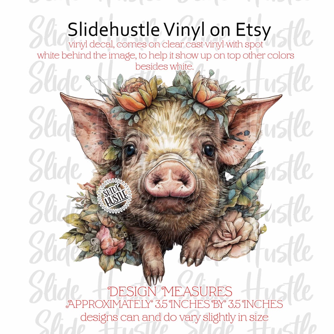 Farm Pig Vinyl Decal, Cute Pig Vinyl Decal, Spot White, Removable Vinyl ...