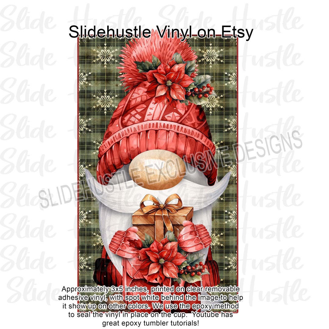 Adhesive Vinyl Decal, Printed Vinyl Decal, Tumbler Vinyl, Gnome, Gnomes ...