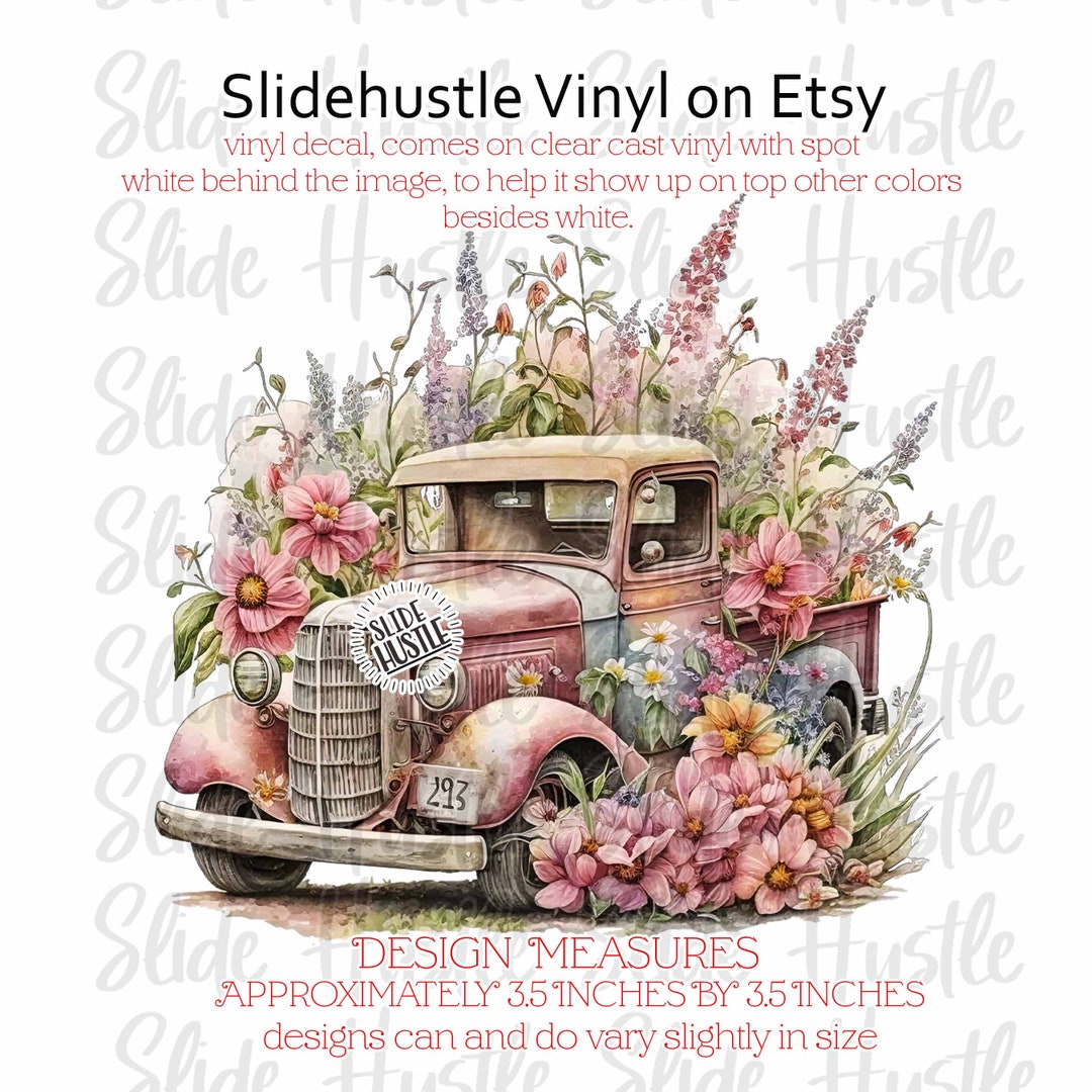 Beautiful, Vintage, Farm Truck Vinyl Decal, Pink Truck, Farm Truck With ...