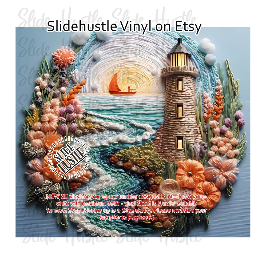 3D Tumbler Vinyl, 3D Lighthouse Scene, Vinyl Tumbler Wrap, Epoxy ...